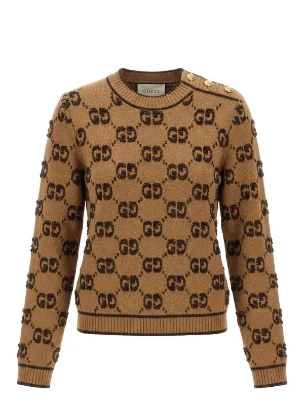 Gucci Gg Bouclé Jacquard Jumper - Brown