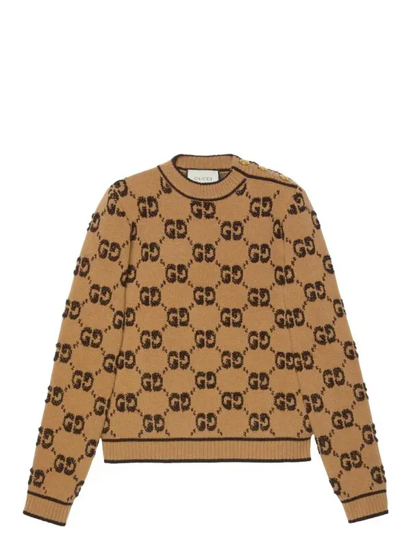 Gucci Gg Bouclé Jacquard Jumper - Brown