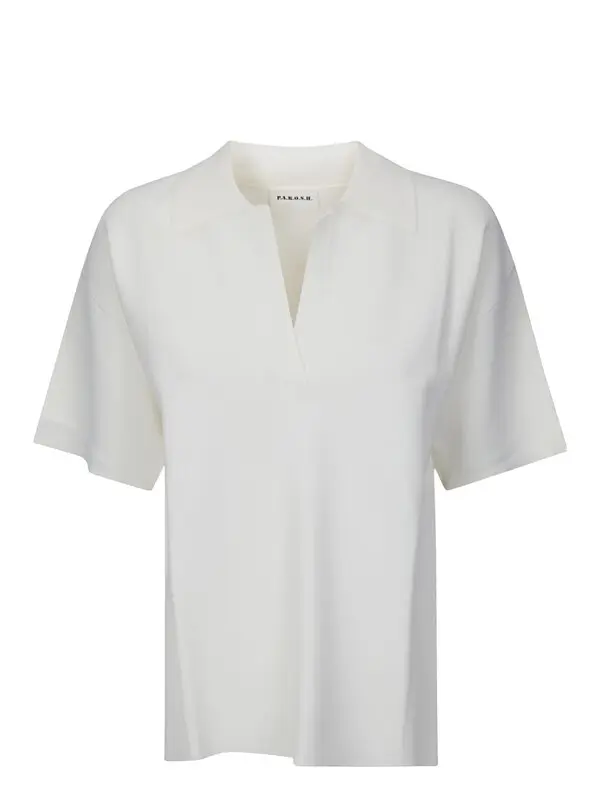P.a.r.o.s.h Textured Split-neck Top - White