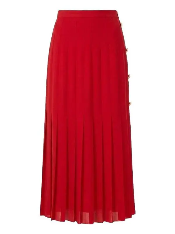 Valentino Garavani Georgette Midi Skirt With Jewelry Buttons - Red