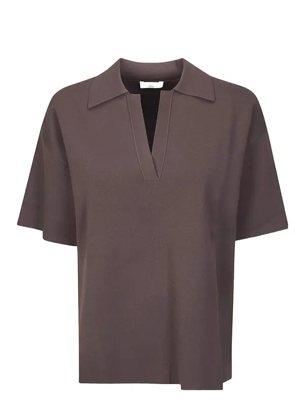 P.a.r.o.s.h Knit Polo-collar Top - Brown