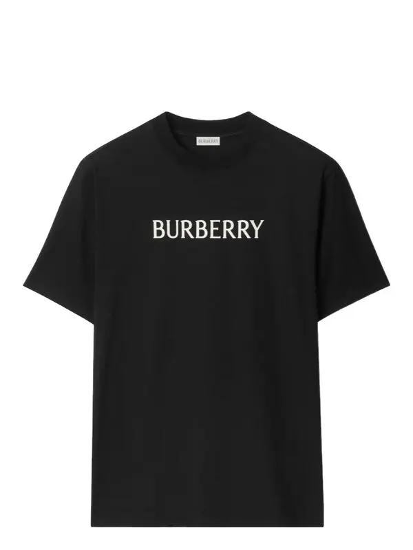 Burberry Logo Printed Crewneck T-shirt - Black