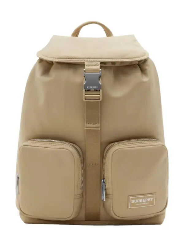 Burberry Small Nylon Backpack With Buckle Closure - Gold Honey