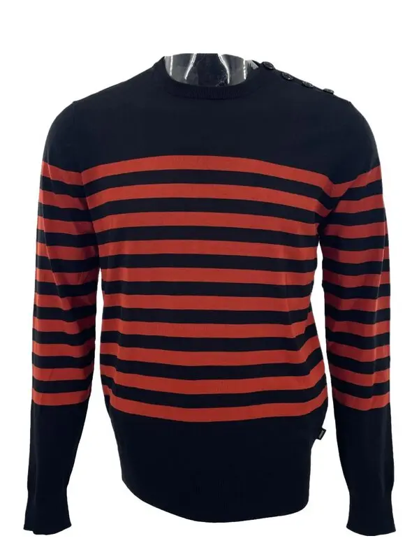 Emporio Armani Striped Long Sleeve Sweater - Black