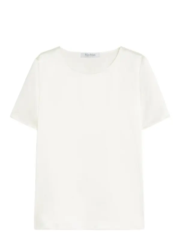 Max Mara Crewneck Short Sleeve Satin Top - White