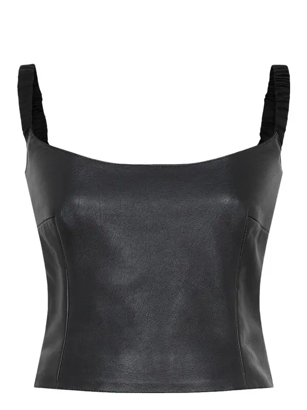 Khaite Leather Short Vest - Black