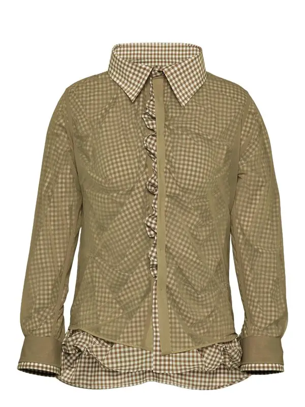 MAISON MARGIELA Layered Checked Shirt - Brown