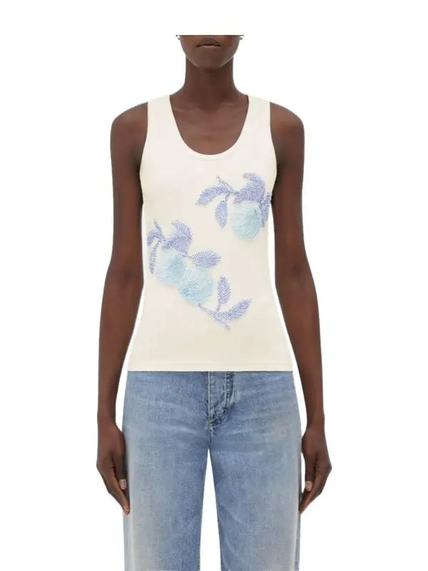 Bottega Veneta Embroidered Round Neck Tank Top - White