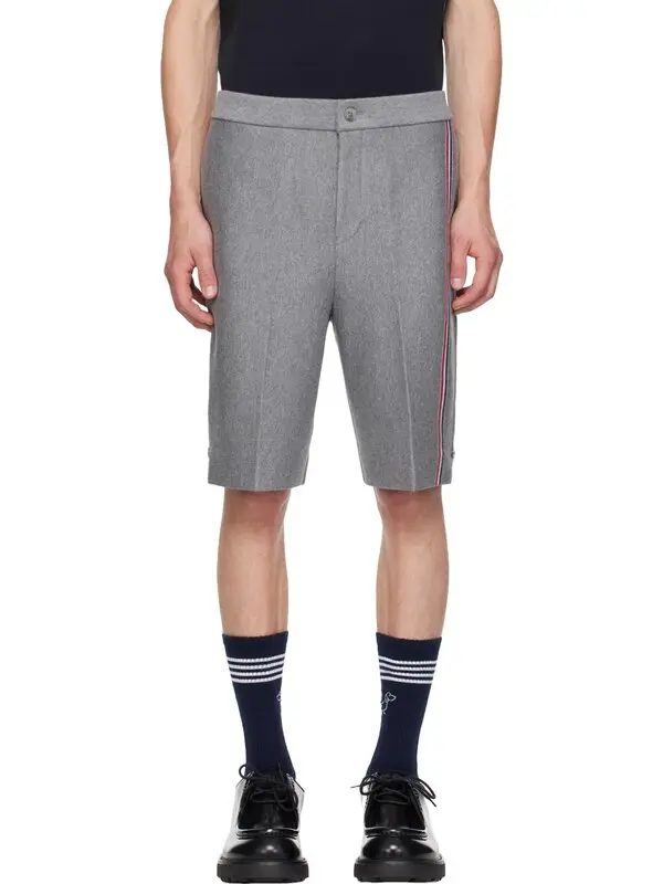 Thom Browne Cotton Shorts With Signature Striping - Grey