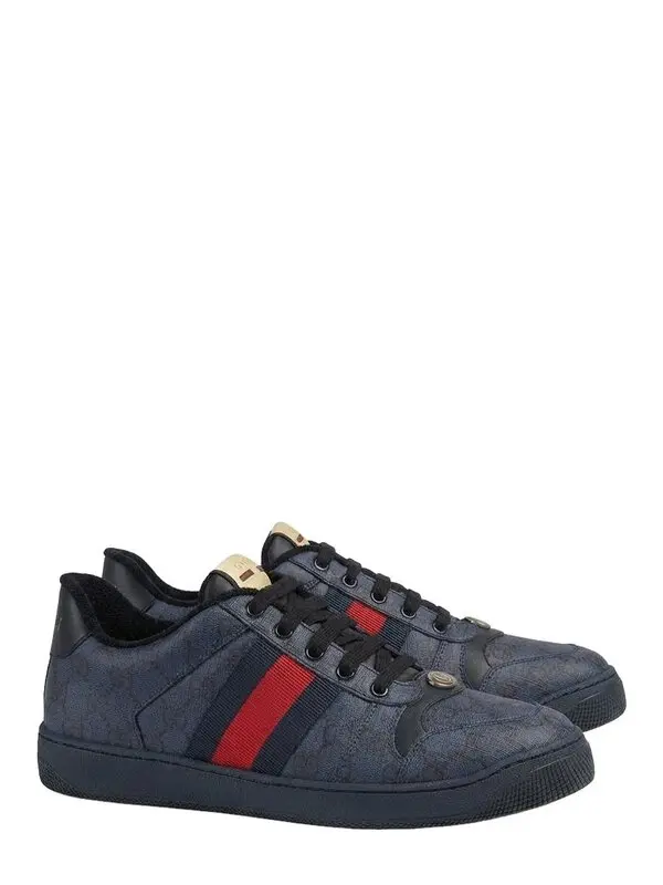 Gucci Screener Low-top Sneakers With Web Stripe Detail - Blue