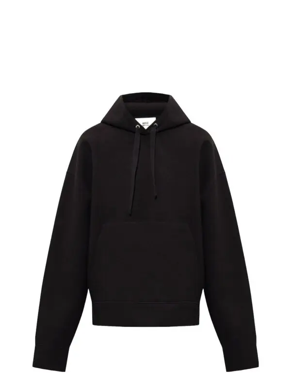 Ami Drop Shoulder Drawstring Hoodie - Black