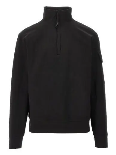 C.P. COMPANY Half Zip High Neck Sweatshirt - Black