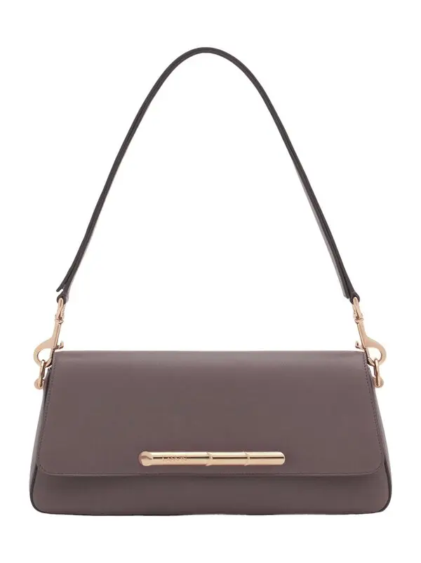 LANVIN Sequence Logo Engraved Shoulder Bag - Ice Brown