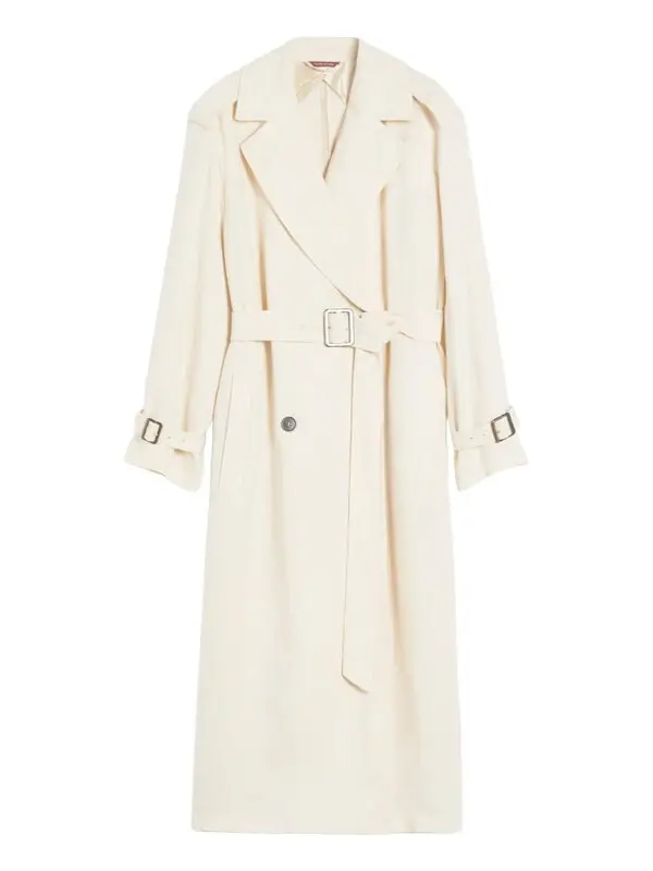 Max Mara Double-breasted Belted Linen Trench Coat - Beige