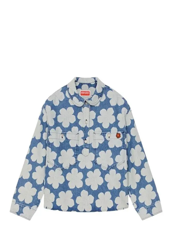 Kenzo Hana Dots" Denim Polo Shirt - Blue