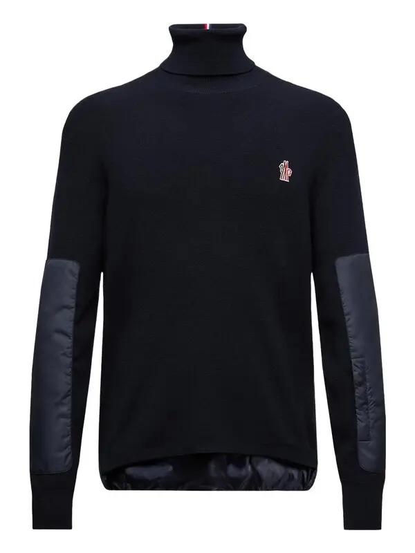 Moncler Logo Embroidered Turtleneck Jumper - Dark Blue
