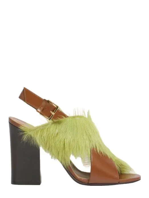 Marni Block-heeled Slingback Sandals With Criss-cross Straps - Brown And Green