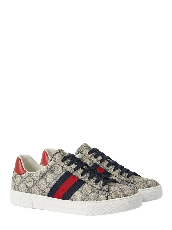 Gucci Ace Sneaker With Web Detail - Beige And Blue