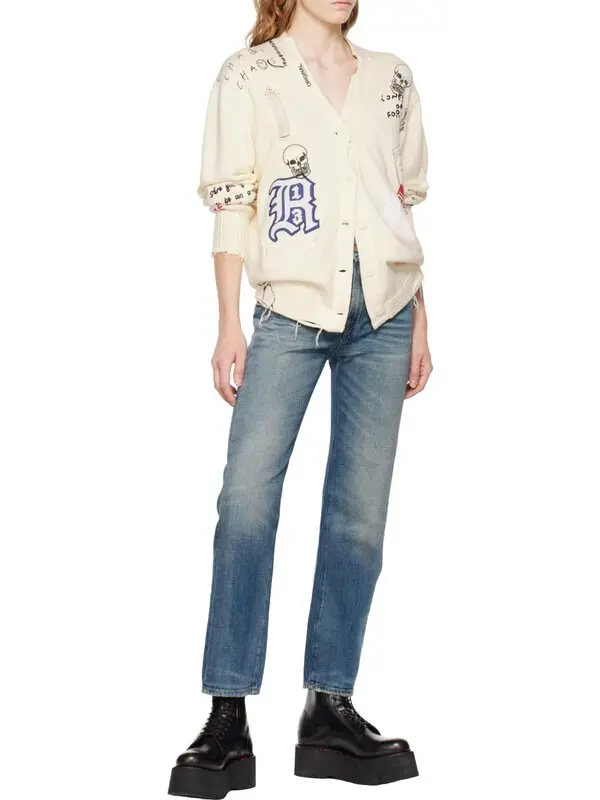 R13 Washed Cropped Jeans - Blue