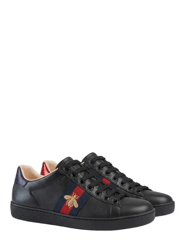 Gucci Ace Series Embroidered Sneakers - Black