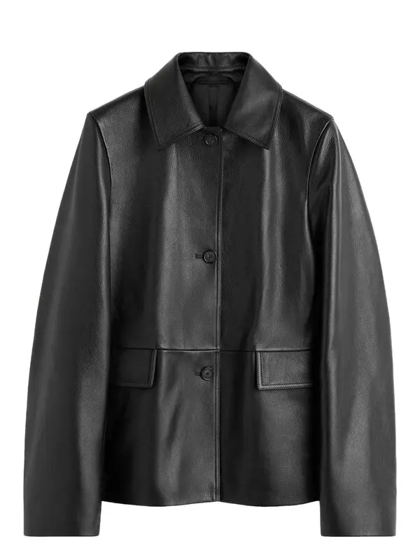 TOTEME Leather Button-up Jacket - Black