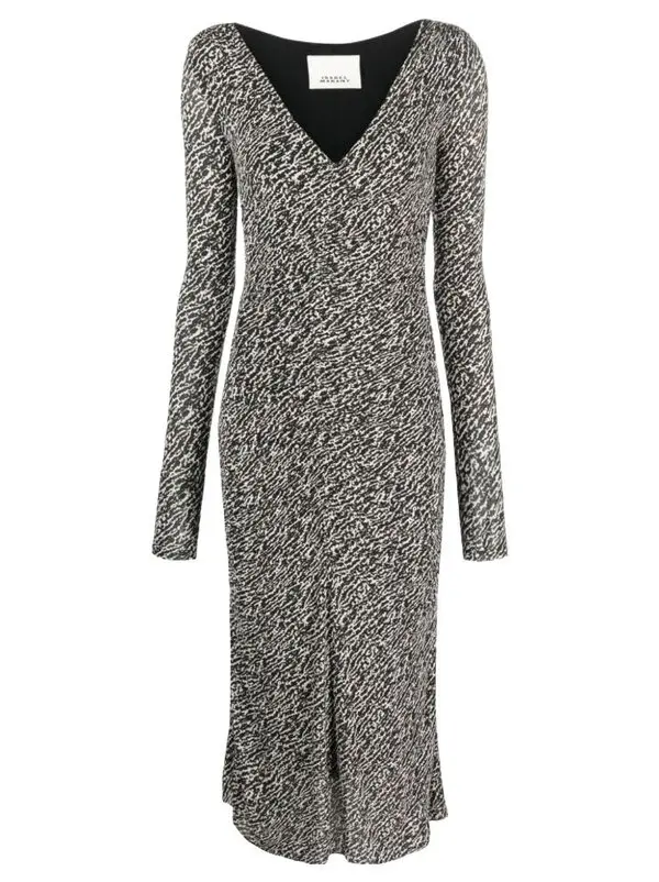 Isabel Marant Étoile Laly Abstract-pattern Midi Dress - Black
