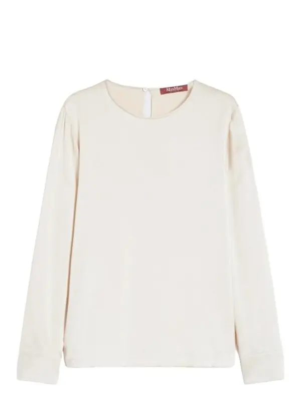 Max Mara Crew-neck Stretch Silk Satin Shirt - Beige