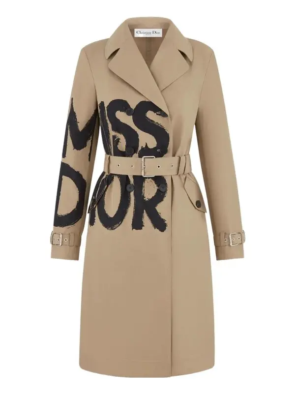Dior Double-breasted Belted Coat - Beige