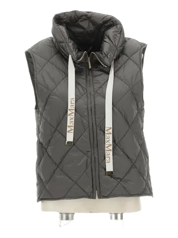 Max Mara Sleeveless Quilted Vest With High Collar - Gray