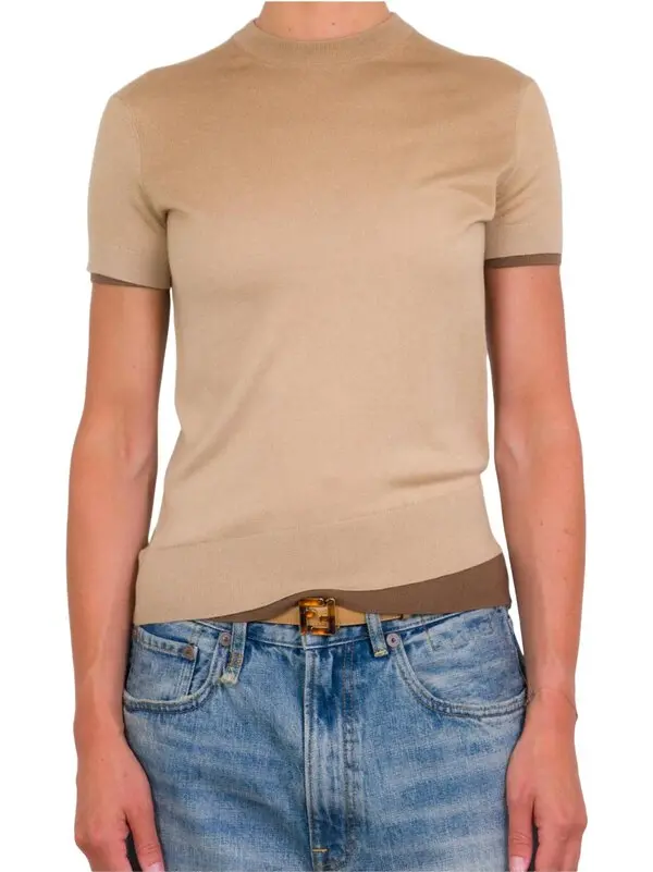 Acne Studios Short Sleeve Ribbed Knit T-shirt - Nude
