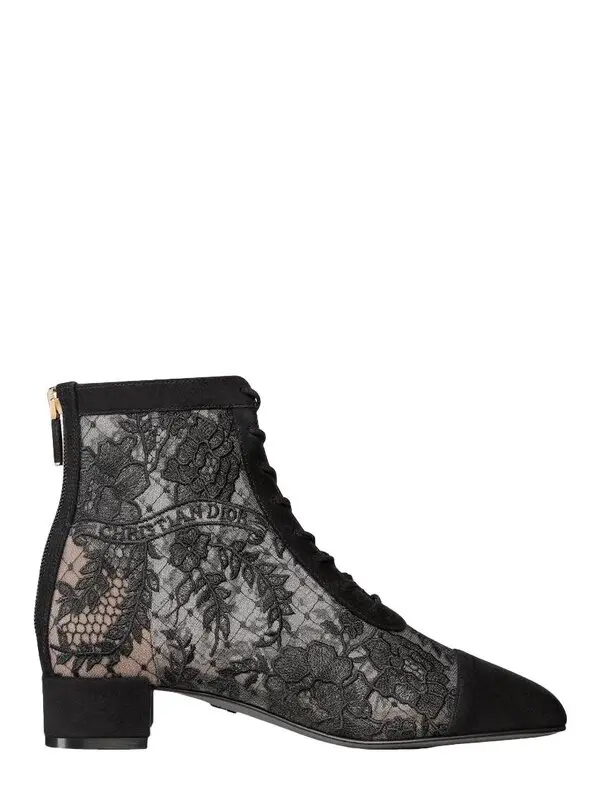 Dior Naughtily-d Lace Embroidered Ankle Boots - Black