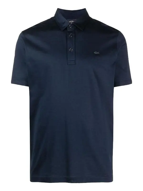 PAUL  SHARK Logo-patch Short-sleeved Polo Shirt - Black