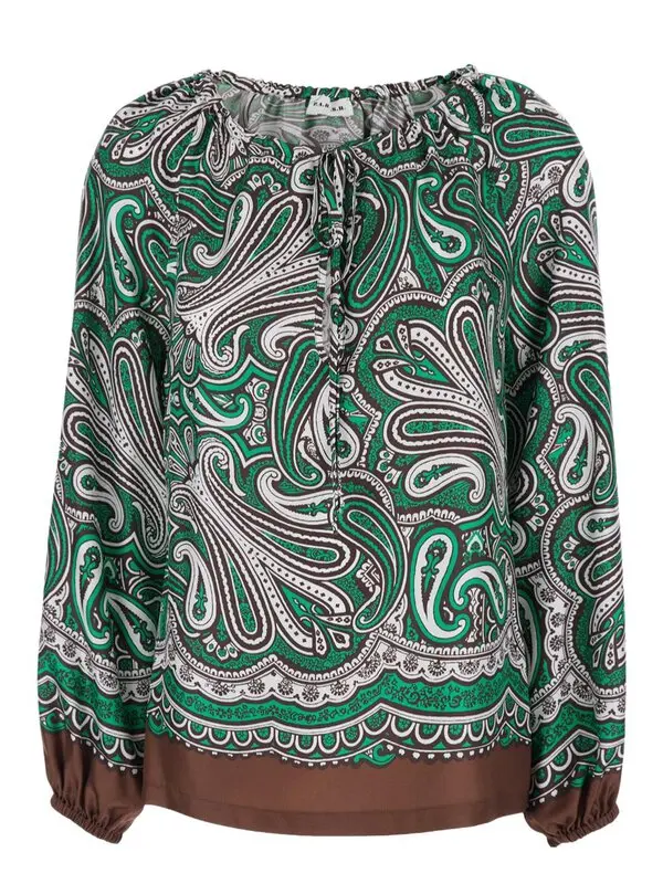 P.a.r.o.s.h Paisley Print Silk Top - Green