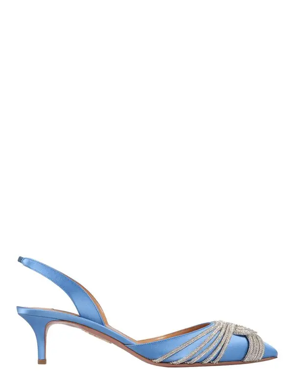 AQUAZZURA Gatsby 50mm Slingback Pumps With Crystal Embellishment - Blue