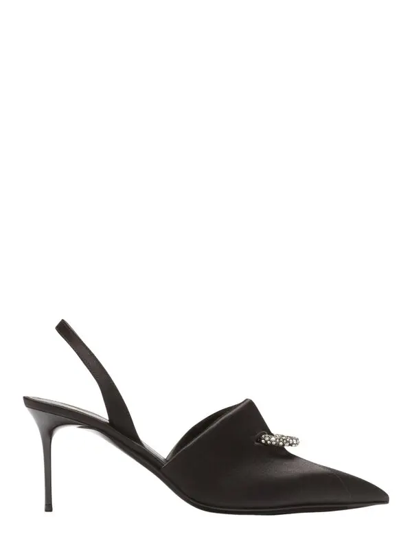Balmain Piercing Detailed Satin Slingback Pumps - Black