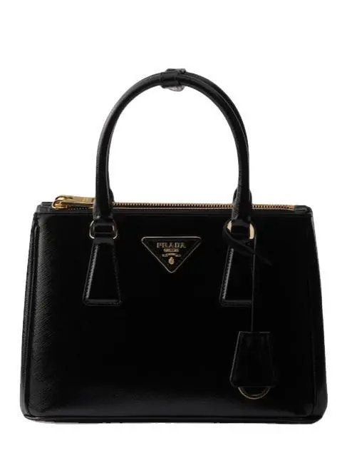 Prada Galleria Small Patent Saffiano Leather Bag - Black