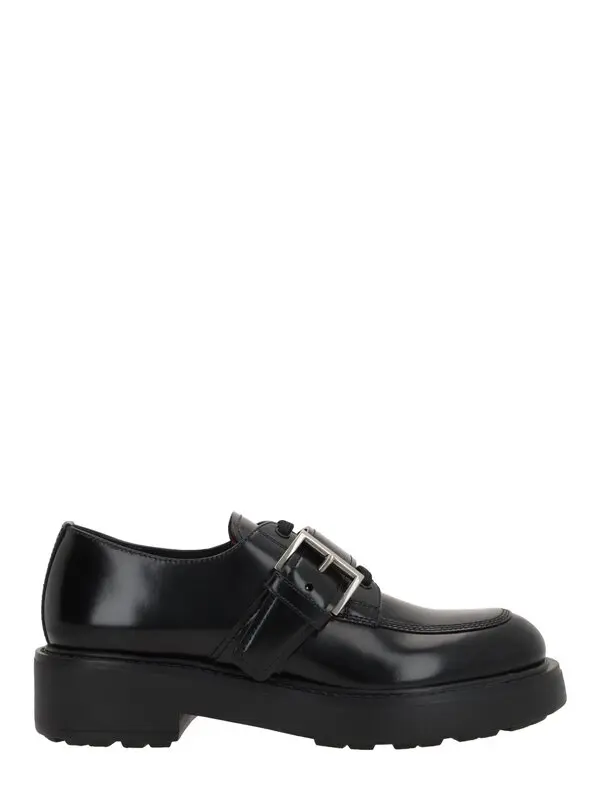Prada Round Toe Lace-up Shoes - Black