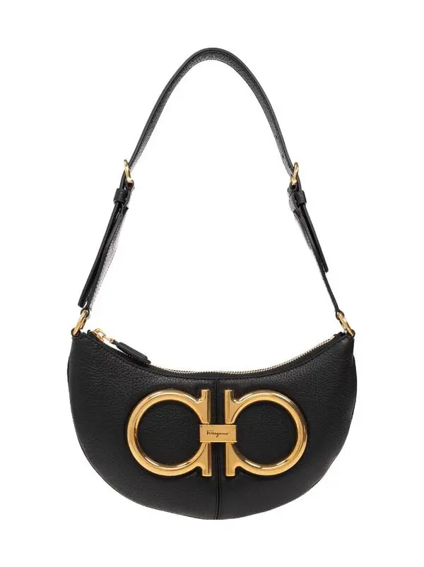 FERRAGAMO Gancio Shoulder Bag - Black