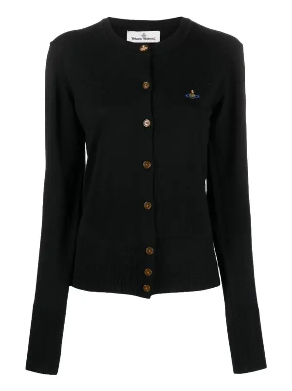 VIVIENNE WESTWOOD Orb Embroidered Buttoned Cardigan - Black