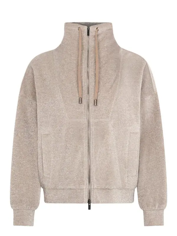 Peserico Metallic Hooded Bomber Jacket - Nude