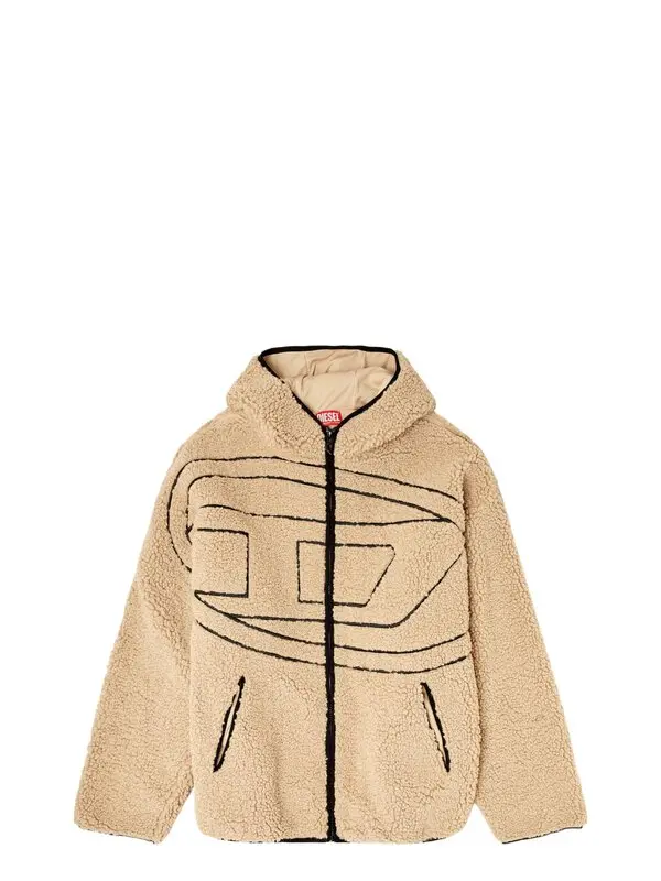 DIESEL® Logo Detail Teddy Hoodie - Nude