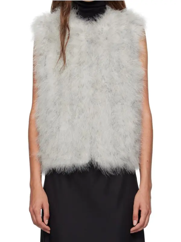 YVES SALOMON Cropped Feather Vest - Green