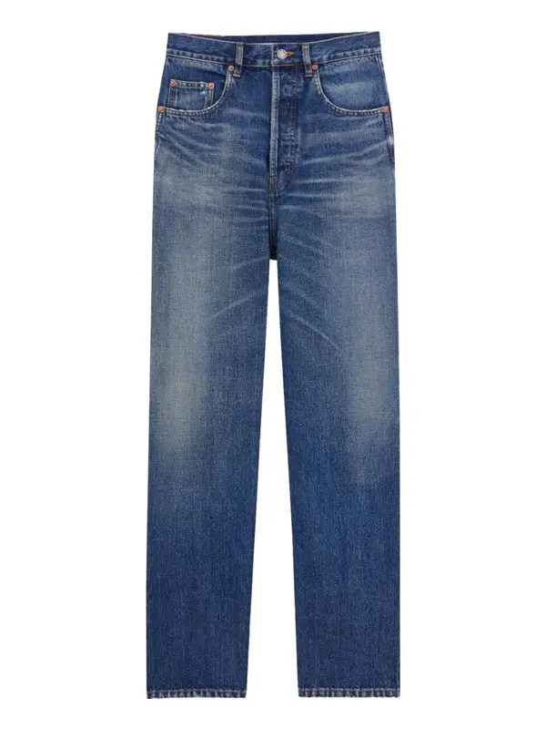 Saint Laurent High-rise Straight Leg Jeans - Traditional Retro Blue