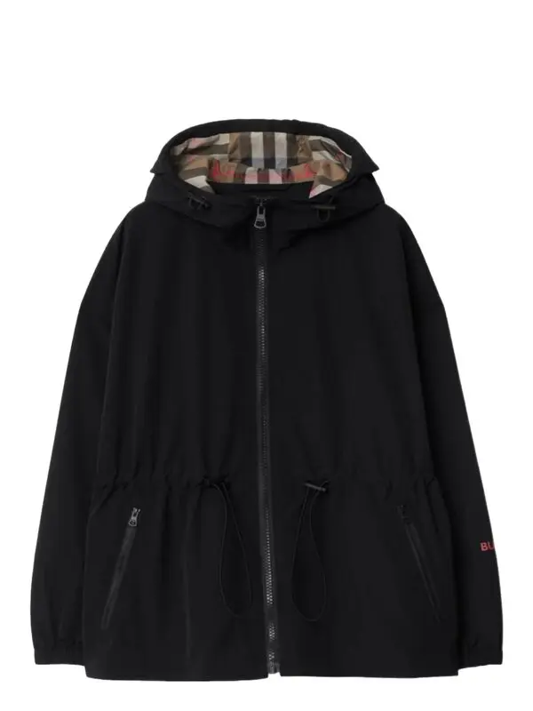Burberry Lightweight Zip-up Jacket With Drawstring Hood And Waist - Black