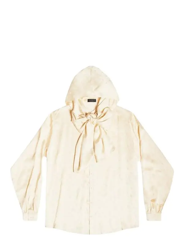Balenciaga Logo Pattern Hooded Shirt - White