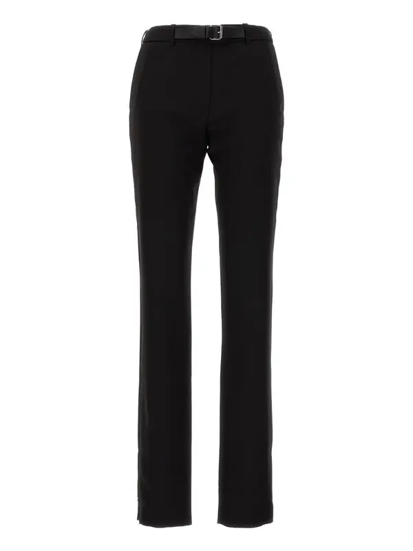 16Arlington Slim-cut Belted Trousers - Black