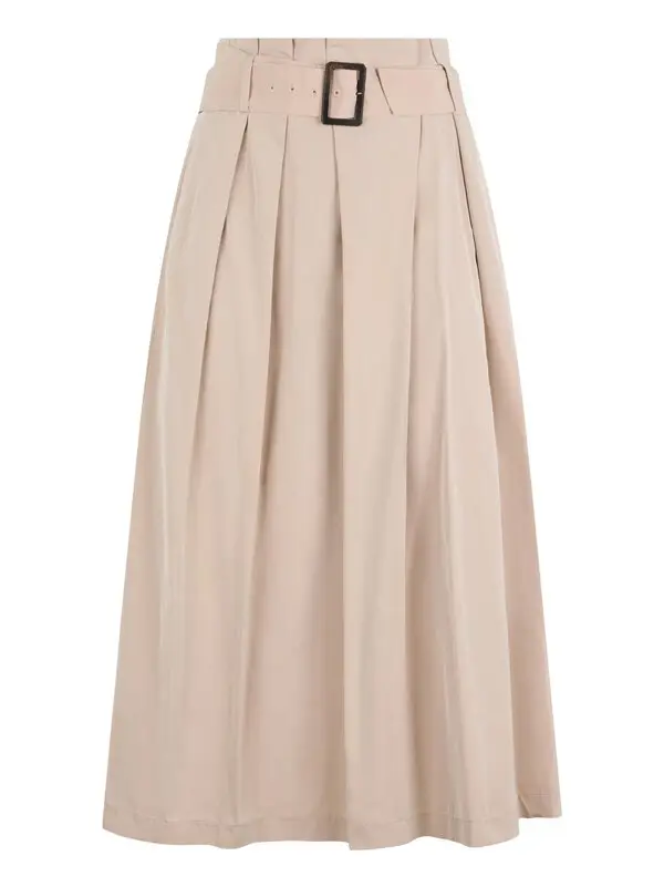 Peserico Pleated High-waist Maxi Skirt - Sand