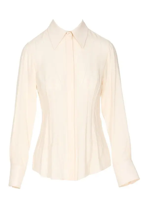 Chloé Stitching Detailed Long-sleeved Shirt - White