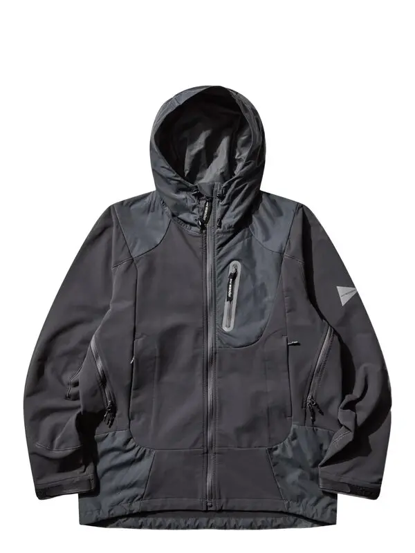 AND WANDER Hooded Zip-up Jacket - Dark Gray