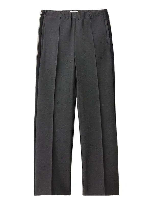Miu Miu Straight Leg Knit Pants With Embroidered Logo - Anthracite Grey